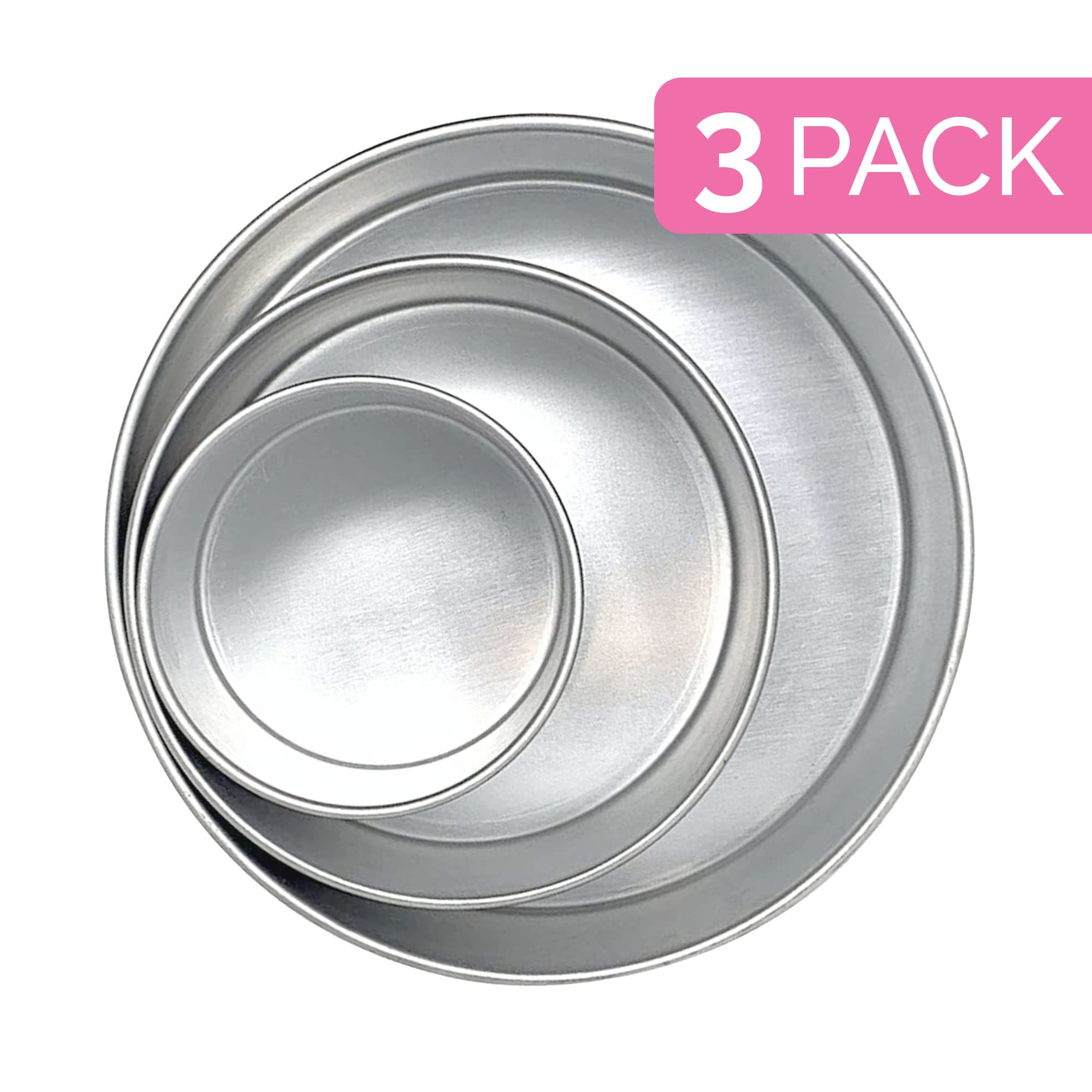 Aunt Shannon's Kitchen Tall Round Cake Pans - 4-inch, 6-inch, 8-inch Cake Pan Set for 3-Tiered Cake - Aluminum Cake Pans Sets for Baking Wedding or Birthday Cakes and More