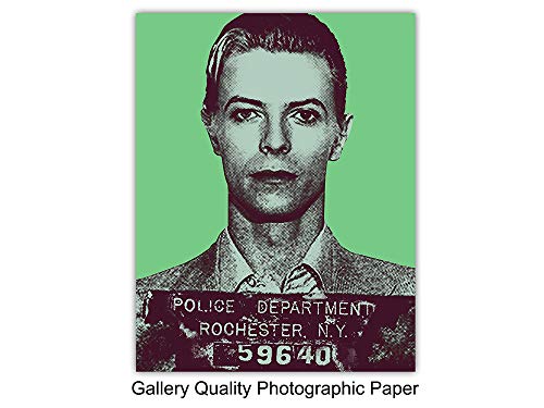 David Bowie, Elvis, Johnny Cash, Jimi Hendrix, Frank Sinatra, Mick Jagger Mugshot Poster Set - 8x10 Wall Art Decor, Decorations for Living Room, Bedroom - Gift for Men, Women - UNFRAMED Prints