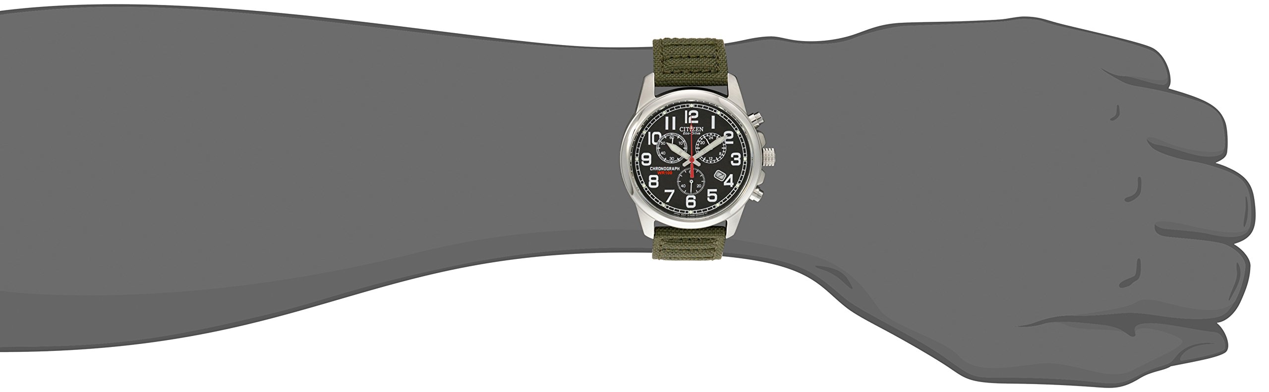 Citizen Eco-Drive Garrison Quartz Men's Watch, Stainless Steel with Nylon strap, Field watch, Green (Model: AT0200-05E)