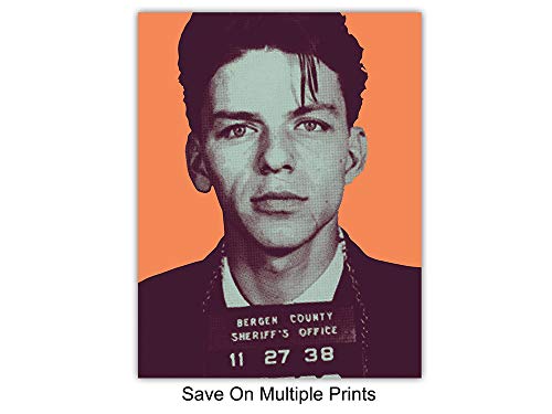 David Bowie, Elvis, Johnny Cash, Jimi Hendrix, Frank Sinatra, Mick Jagger Mugshot Poster Set - 8x10 Wall Art Decor, Decorations for Living Room, Bedroom - Gift for Men, Women - UNFRAMED Prints