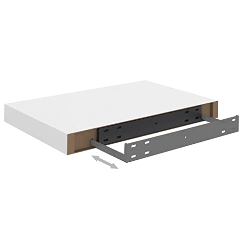 vidaXL Floating Wall Shelf Wall Shelf Wall Ledge Hanging Shelf CD Rack Bookcase Board Bedroom Living Room Office White 15.7"x9.1" MDF