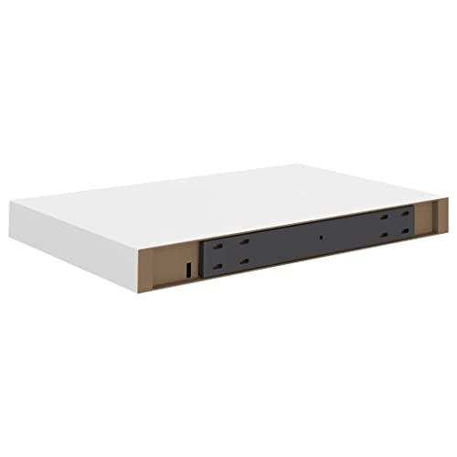 vidaXL Floating Wall Shelf Wall Shelf Wall Ledge Hanging Shelf CD Rack Bookcase Board Bedroom Living Room Office White 15.7"x9.1" MDF
