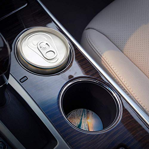 Small Car Coasters for Cup Holders 2.65" Absorbent 2 Pack Car Coaster Ceramic Stone for Drinks Absorb Water Drops Ocean Theme Sand Beach Wave Sea Water Pattern