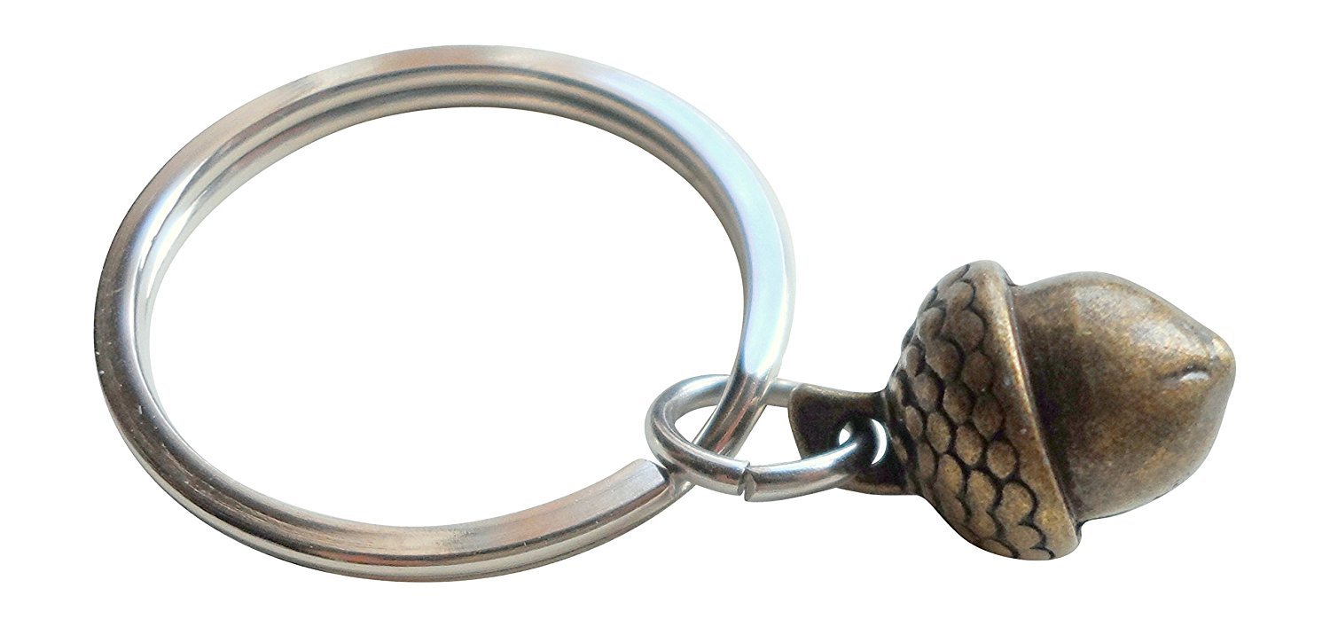 Bronze Acorn Keychain - Peter Pan's Kiss; 8 Year traditional gift