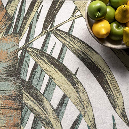 nuLOOM Elen Machine Washable Natural Leaves Area Rug, 5' x 8', Olive