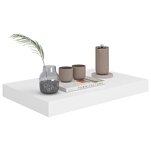 vidaXL Floating Wall Shelf Wall Shelf Wall Ledge Hanging Shelf CD Rack Bookcase Board Bedroom Living Room Office White 15.7"x9.1" MDF