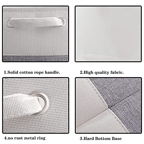 Huiru Extra Large Storage Baskets 3 Pack (13 × 13 × 13 inches) Foldable Cube Storage Bins Large Collapsible Organizer Baskets with Handles for Home Nursery Organization (Grey/White)