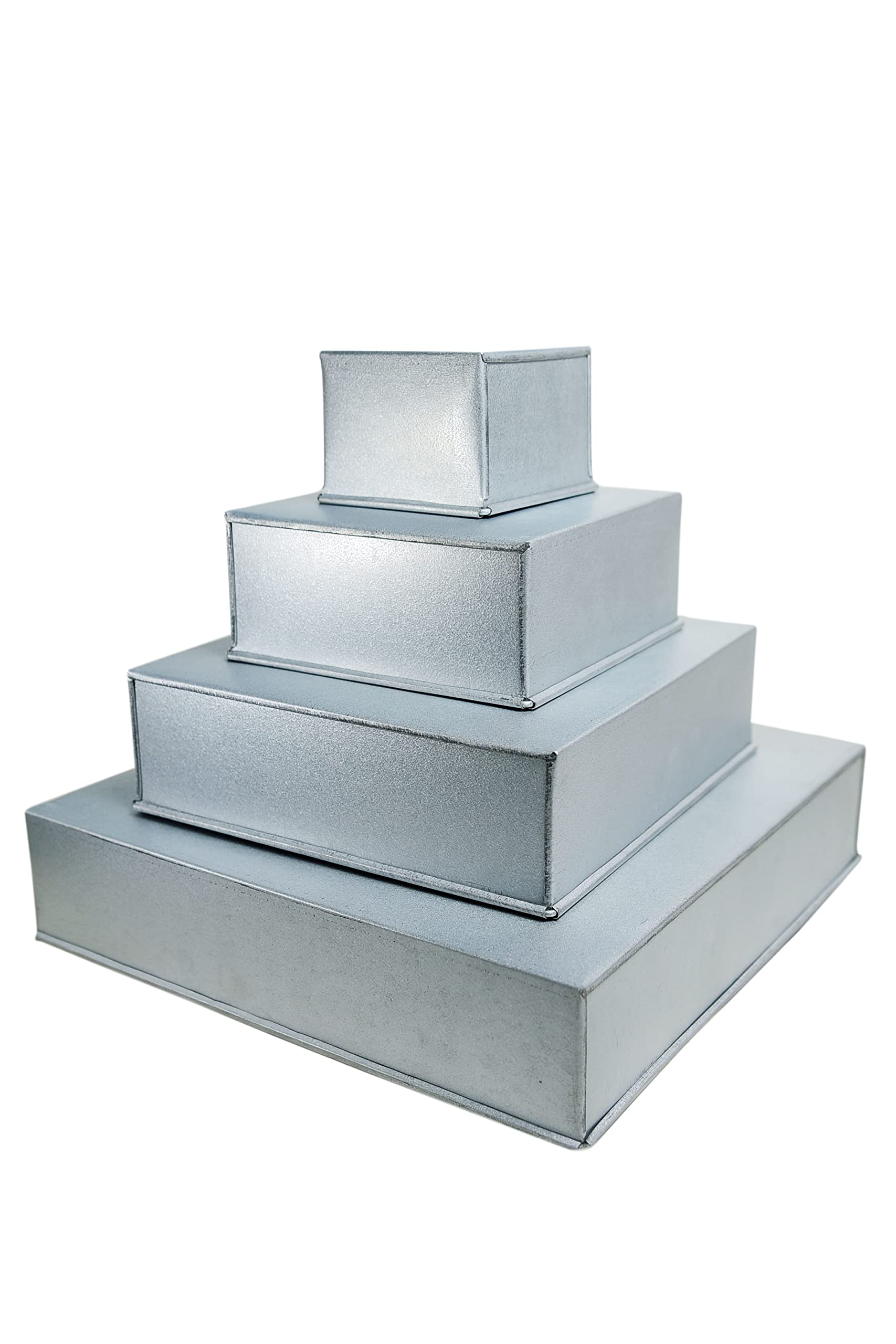 4 Tier Square Baking Pan Set Multilayer Birthday/Wedding Anniversary Cake Tins/Cake Pans/Cake Molds 6".8".10".12" - All 3" Deep