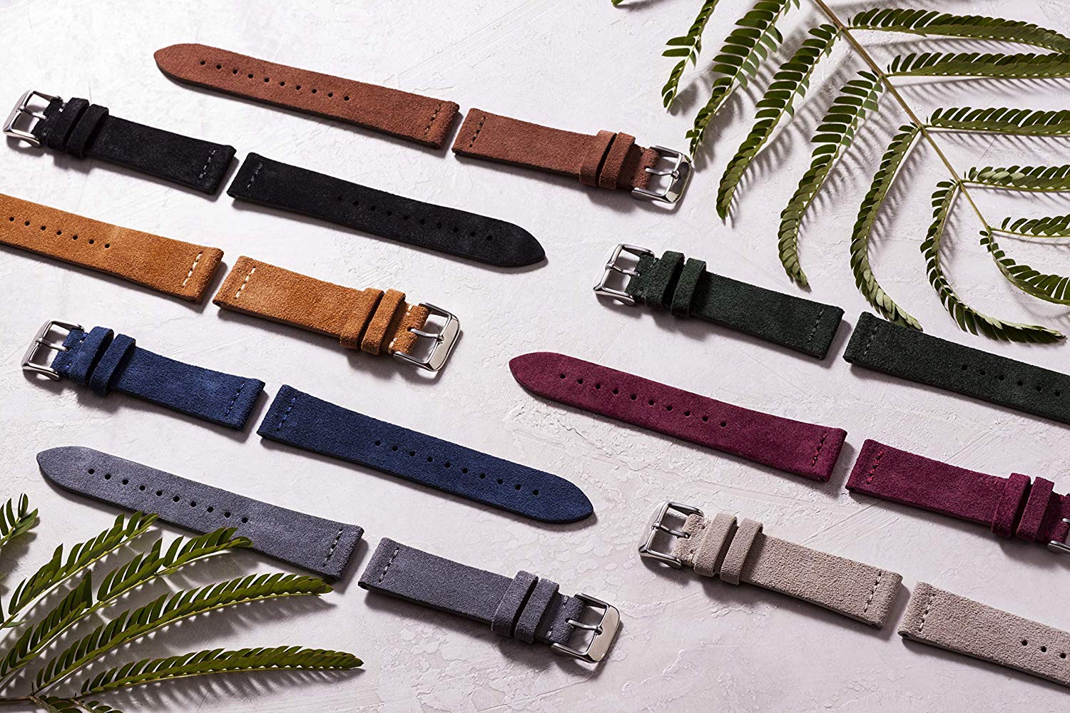 Benchmark Basics Navy Blue 22mm Suede Watch Strap - Vintage Leather Watch Band for Men & Women - Compatible with Regular & Smart Watches