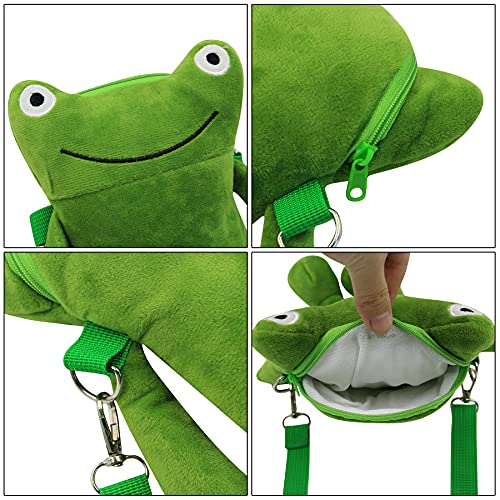 ANKOMINA Women Kids Cute Plush Frog Crossbody Bag Small Cell Phone Wallet Coin Purse Bag Shoulder Handbag