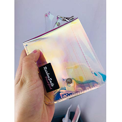 Clear Wallet for Women, Bifold Wallet Purse with Lanyard Cute Jelly Coin Pouch ID Case (LS)