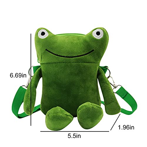 ANKOMINA Women Kids Cute Plush Frog Crossbody Bag Small Cell Phone Wallet Coin Purse Bag Shoulder Handbag