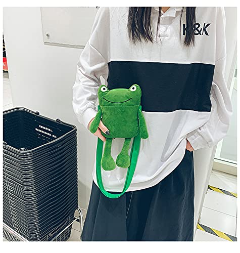 ANKOMINA Women Kids Cute Plush Frog Crossbody Bag Small Cell Phone Wallet Coin Purse Bag Shoulder Handbag