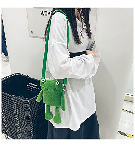 ANKOMINA Women Kids Cute Plush Frog Crossbody Bag Small Cell Phone Wallet Coin Purse Bag Shoulder Handbag