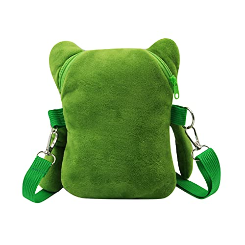 ANKOMINA Women Kids Cute Plush Frog Crossbody Bag Small Cell Phone Wallet Coin Purse Bag Shoulder Handbag