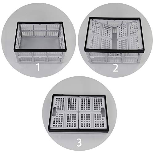 Xowine 30 L Plastic Collapsible Storage Crate, 3-Pack Stacking Folding Storage Crates, Gray, F