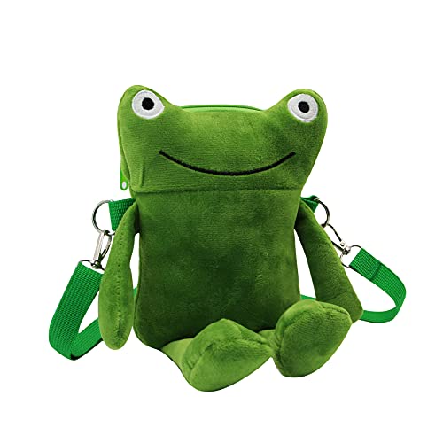 ANKOMINA Women Kids Cute Plush Frog Crossbody Bag Small Cell Phone Wallet Coin Purse Bag Shoulder Handbag