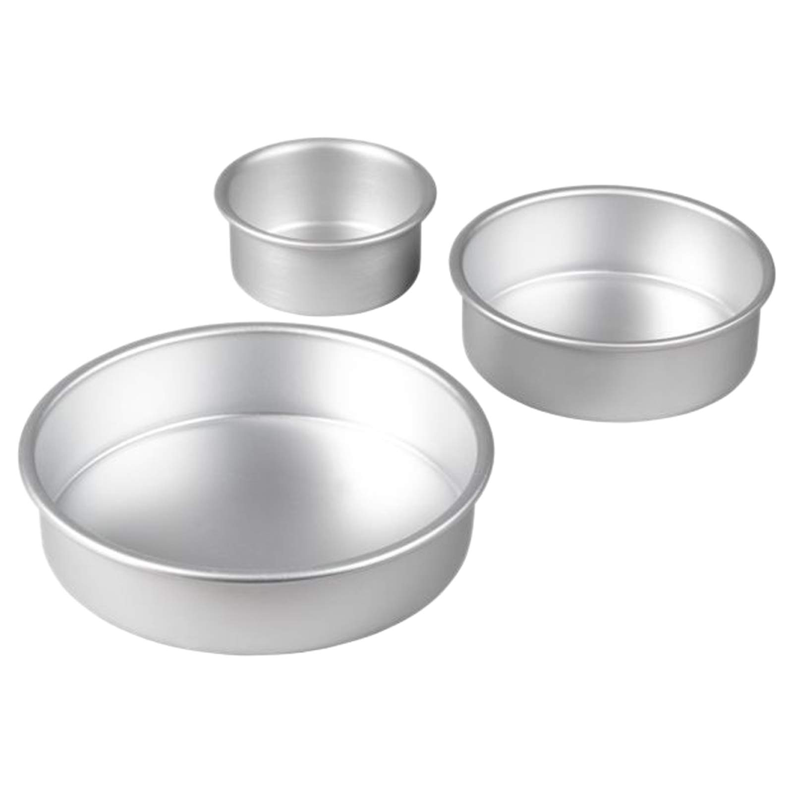 Wilton Aluminum Round Cake Pans, 3-Piece Set with 8-Inch, 6-Inch and 4-Inch Cake Pans
