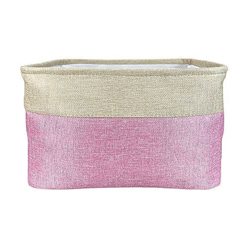 MALIHONG Custom Foldable Storage Basket with Lovely Dog Pit Bull Collapsible Sturdy Fabric Bone Pet Toys Storage Bin Cube with Handles for Organizing Shelf Home Closet, Pink and White