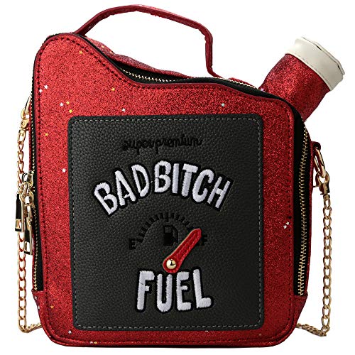 QiMing Gasoline Shoulder Handbag,Sequins PU CrossBody PursesTote Bag for Women(Red)