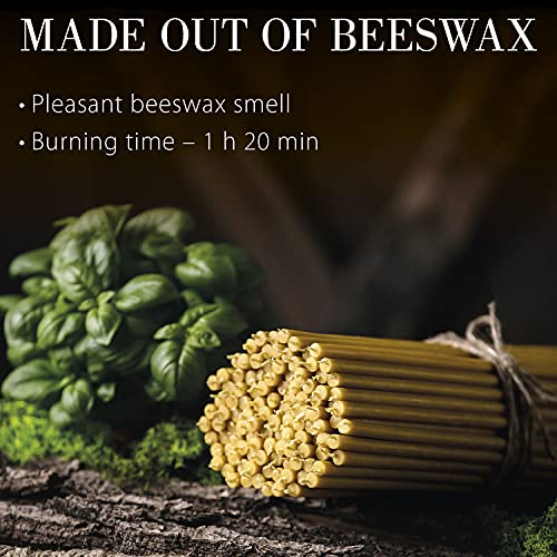 Danilovo Pure Beeswax Candles - No-Drip, Smoke-Less, Tall, Thin Taper Candles – Decorative Candles for Church Prayer, Decor or Birthday Candles – Honey Scented Candles – 8.1”x0.26” (Yellow, 100pcs)