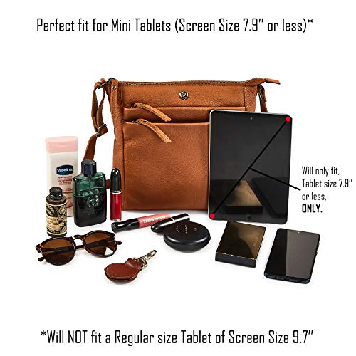 Cochoa Small Soft Pebbled Real Leather Women Crossbody Handbags & Purses - Triple Zip Premium Sling Crossover Shoulder Bag (Cognac Nappa)