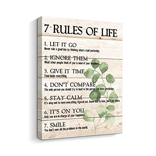 Creoate Motivational Quotes Wall Art- Plant Print 7 Rules of Life Inspirational Motto Canvas Print Home Office Wall Décor