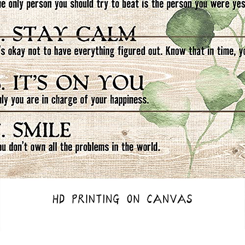 Creoate Motivational Quotes Wall Art- Plant Print 7 Rules of Life Inspirational Motto Canvas Print Home Office Wall Décor