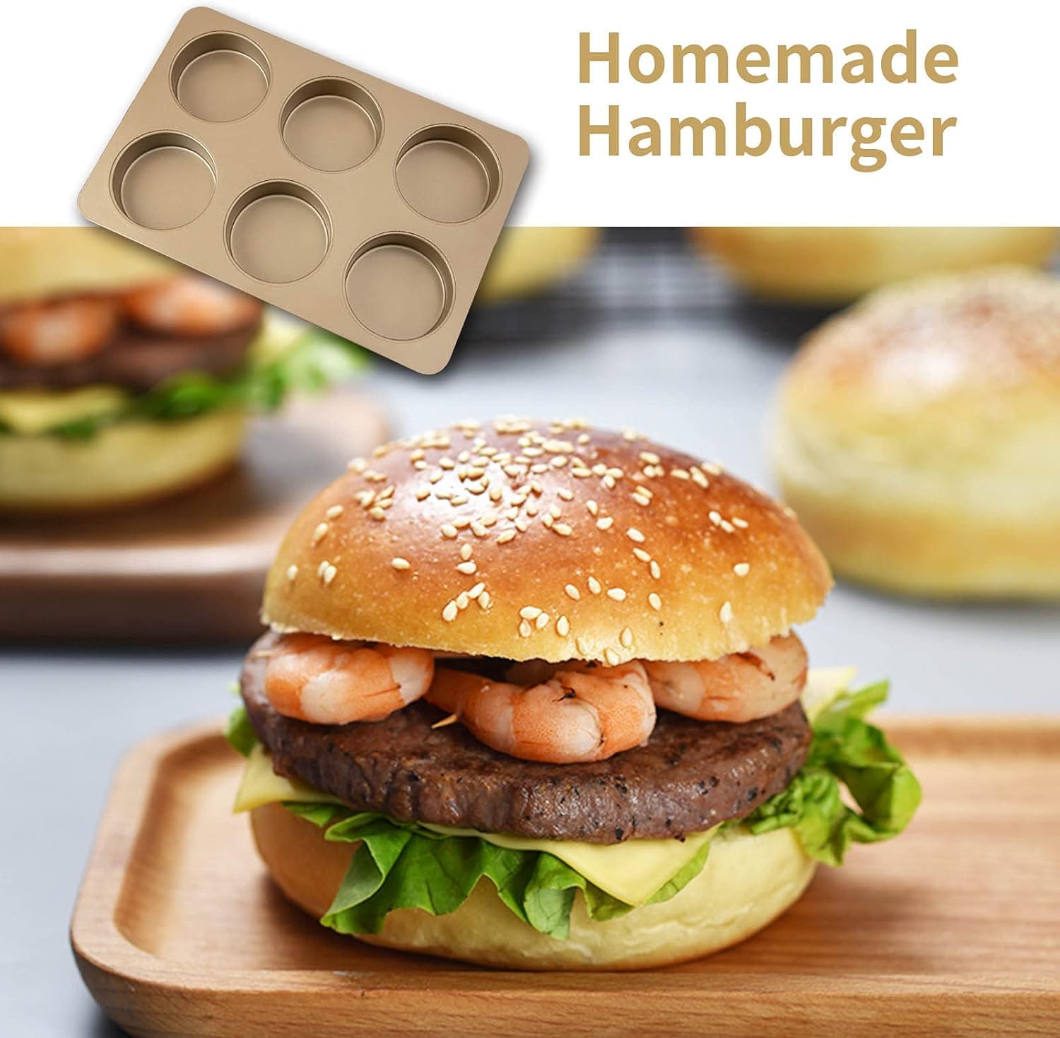 Yomvzake 2 Pack Hamburger Bun Pan, Nonstick Hamburger Bread Forms 4 Inch Cake Pan Mini Round Disc Pan for Baking Burger Buns English Muffin Whoopie Pies Muffin Top