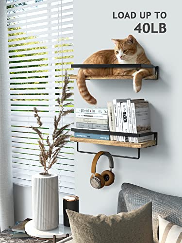 AMADA HOMEFURNISHING Floating Shelves, Rustic Bathroom Wall Shelves AMFS01 & White Floating Shelves U Shaped AMFS13-W