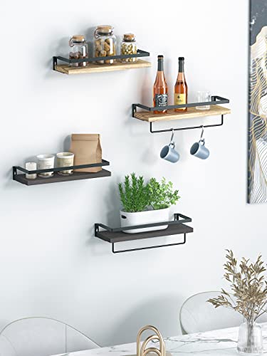 AMADA HOMEFURNISHING Floating Shelves, Rustic Bathroom Wall Shelves AMFS01 & White Floating Shelves U Shaped AMFS13-W