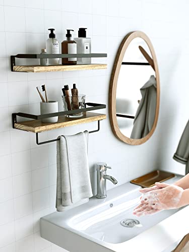 AMADA HOMEFURNISHING Floating Shelves, Rustic Bathroom Wall Shelves AMFS01 & White Floating Shelves U Shaped AMFS13-W