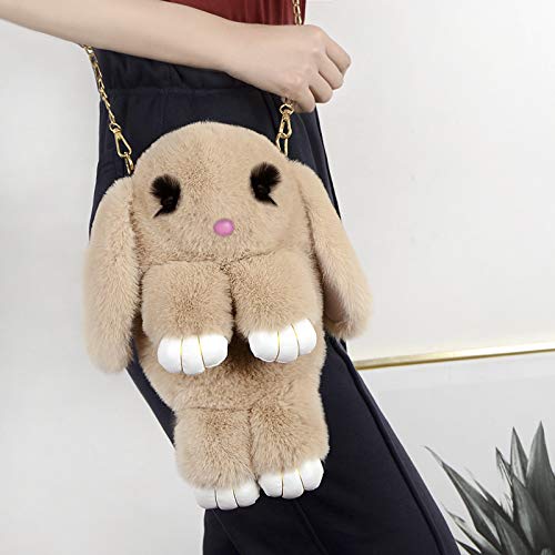 Plush Rabbit Shaped Crossbody Faux Fur Bunny Hare Shoulder Bag Knapsack Girls Travel Satchel