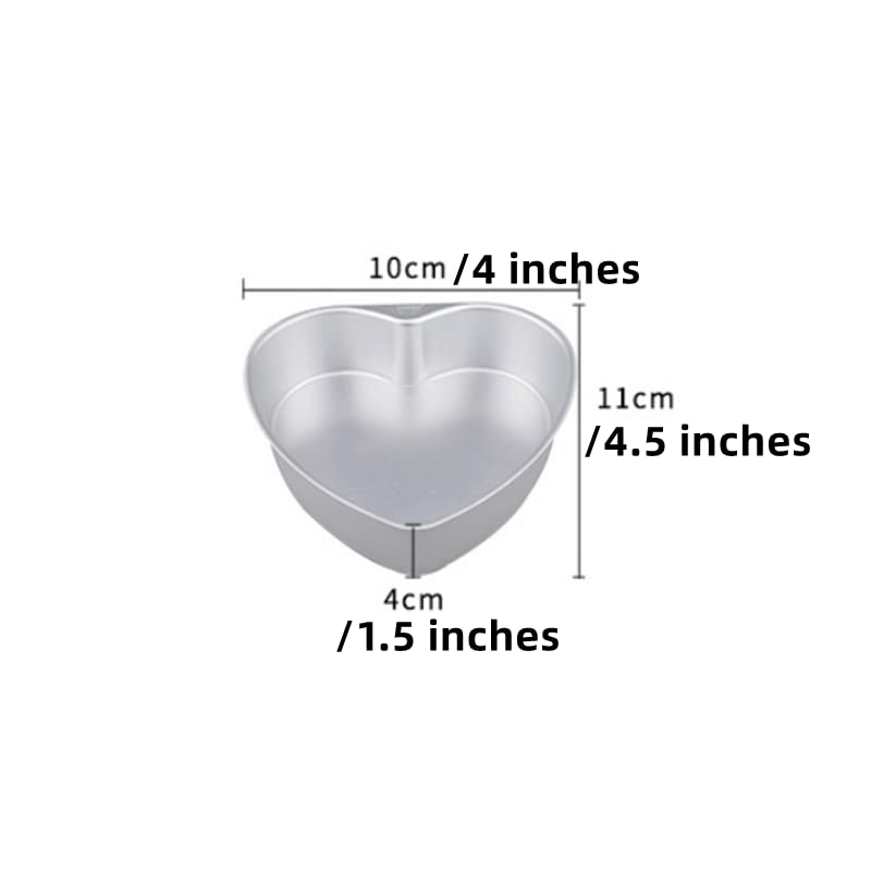 XIGUI 4 Pieces Heart Shaped Cake Pans-4 Inch Cake Pans-with Removable Bottom Cake Dessert Baking Mould- for Kitchen Birthday Valentine Day Wedding