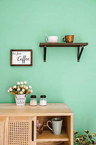 Mkono 1 Pcs Coffee Signs Decor Farmhouse Coffee Table Decor 2 Sides with Different Sayings Rustic Wood Coffee Sign, Office Home Bar Wall Table Decor