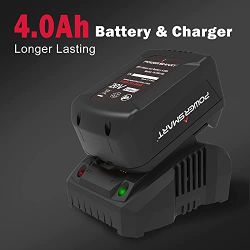 PowerSmart Brushless Cordless Impact Wrench 1/2 In. with Friction Ring, 4.0Ah 20V Battery and Fast Charger, Power Bits/Nut Drivers/Sockets Set Included