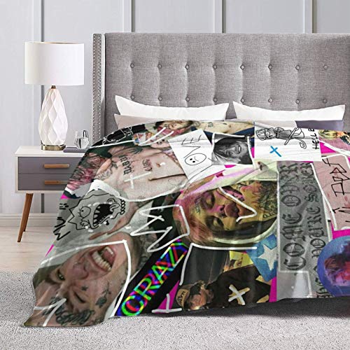 CNAOWHG Lil Blanket Peep Rapper Flannel Blanket Hippie Psychedelic Art 3D Printed Soft Shaggy Throw Blanket All Season Warm Blanket for Couch Sofa Bedroom Decoration 50"x40"