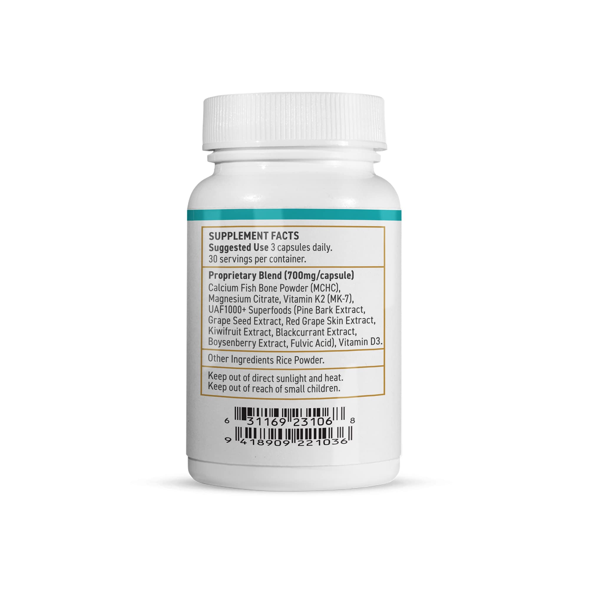 TURNER Calcium Plus, All-Natural Marine Calcium Supplement, with UAF1000+ Super Antioxidant, Magnesium + Vitamins K2 & D3, Supports Bone Density & Joint Health, 6 Bottles, 540 caps, 6 Month Supply