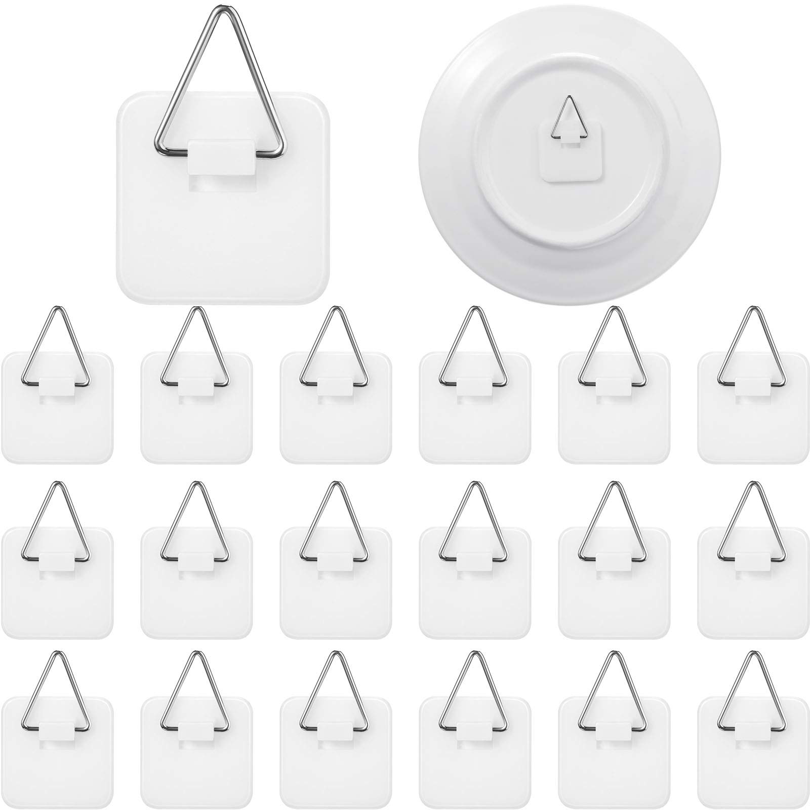 Sawysine Invisible Adhesive Plate Hanger Vertical Plate Holders for Plate Pictures Wall Art Decor Supplies, 1.25 Inch (40 Pieces)