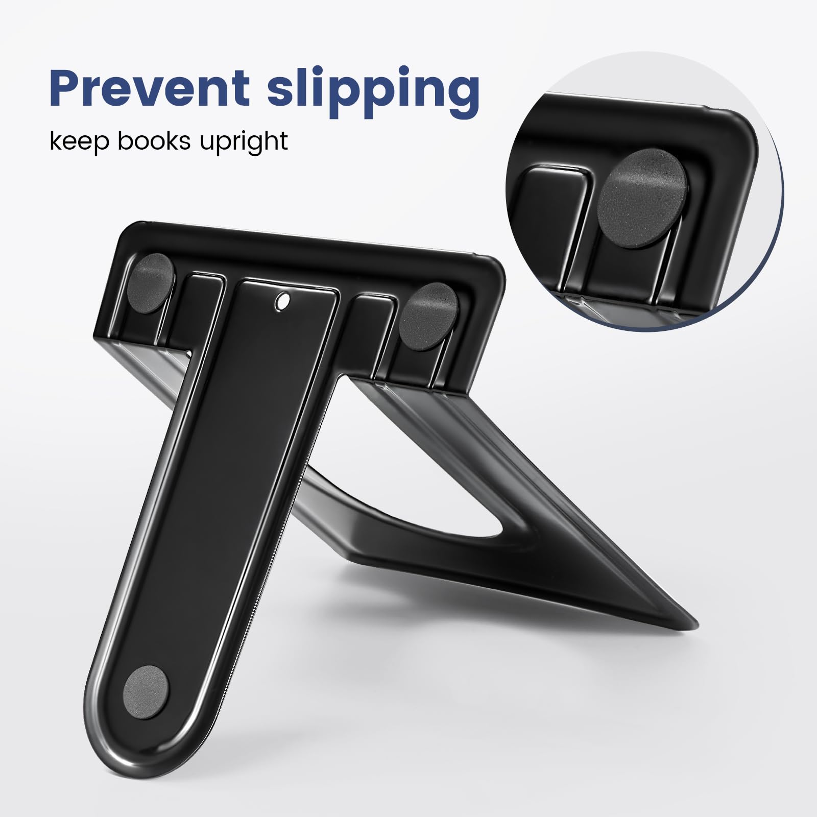 HappyHapi Bookends, Book Ends, Metal Bookend for Shelves, Non-Skid Book End to Hold Books, Black Book Stopper for Shelves, Book Holder for Office Home Kitchen, 5.7X 4.9 X 6.5 in, 3 Pair(6 Pcs, Large)