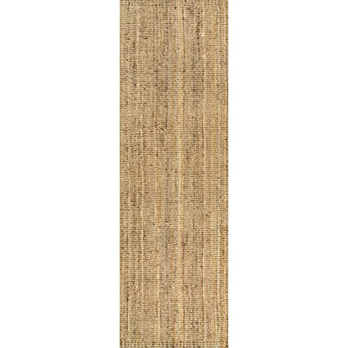 nuLOOM Ashli Handwoven Solid Jute Runner Rug, 2' 6" x 10', Natural