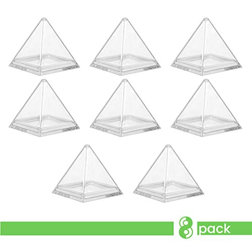 Hammont Pyramid Shaped Acrylic Candy Boxes - 8 Pack - 2.44"x2.44"x2.63"- Perfect for Weddings, Birthdays, Party Favors and Gifts | Designer Cute Clear Lucite Plastic Treat Containers