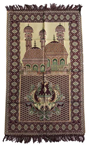 Muslim Prayer Mat Lightweight Thin Sajadah Carpet Islam Eid Ramadan Gift (Dark Brown_02)