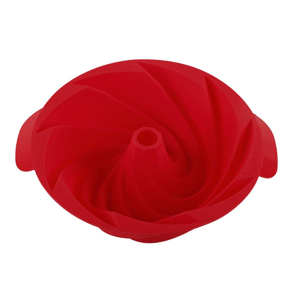 SHEbaking Silicone Fluted Pan,Jello Mold Gelatin Mold, Non-stick Baking Mold with Sturdy Handle Perfect for Cake, Jello, Mousse,Bread 9 inch
