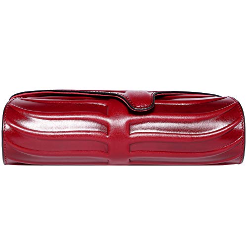 PIJUSHI Womens Designer Leaf Clutch Purse Leather Shoulder Crossbody Bag for Women (22290 Red)