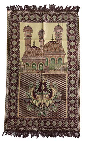 Muslim Prayer Mat Lightweight Thin Sajadah Carpet Islam Eid Ramadan Gift (Dark Brown_02)