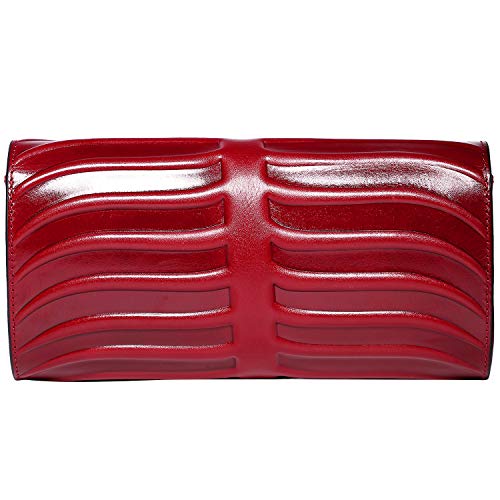 PIJUSHI Womens Designer Leaf Clutch Purse Leather Shoulder Crossbody Bag for Women (22290 Red)
