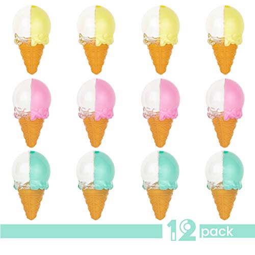 Hammont Ice Cream Shaped Acrylic Candy Boxes - 12 Pack - 2.36"x4.33" - Perfect for Weddings, Birthdays, Party Favors and Gifts | Designer Cute Clear Lucite Plastic Treat Containers