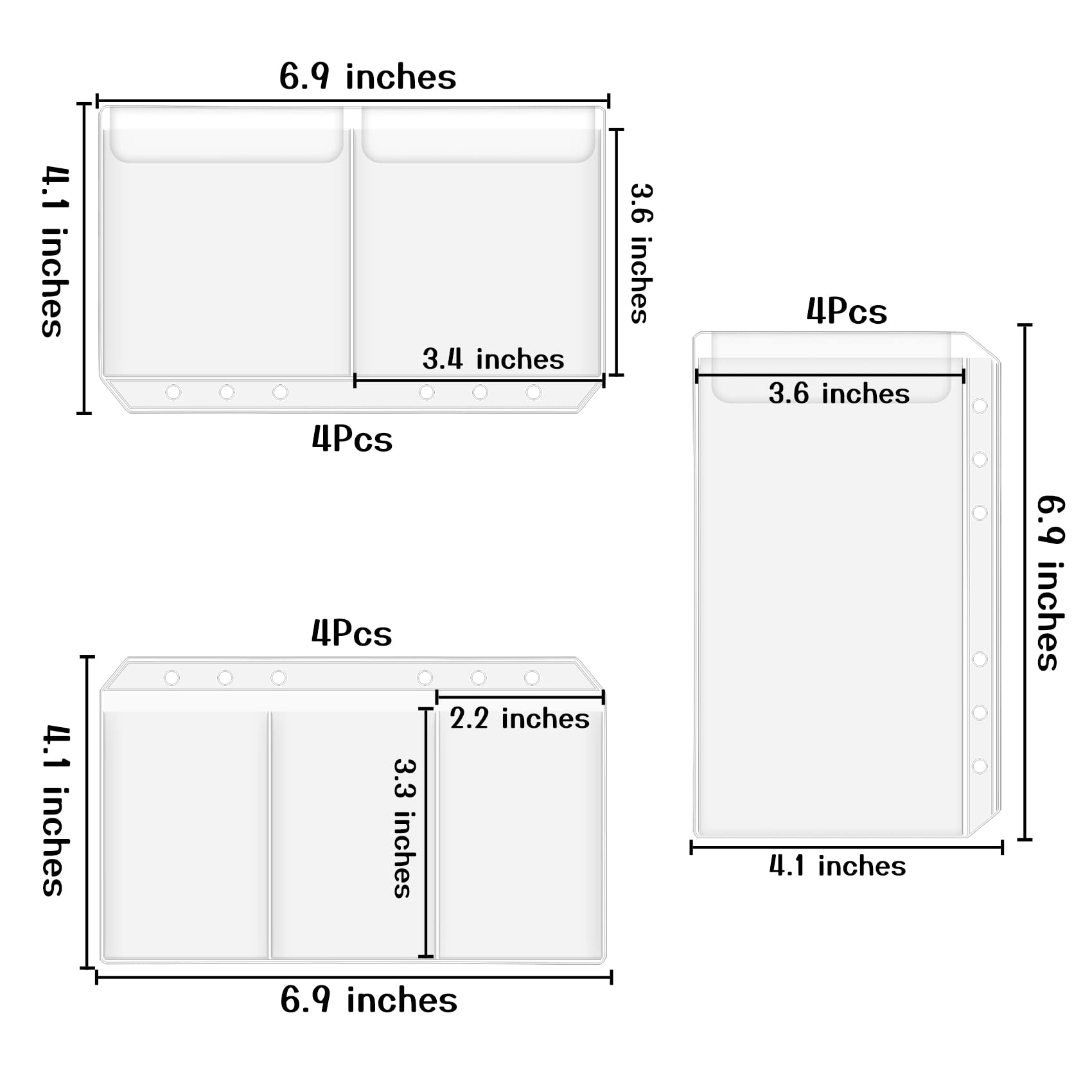 Antner A6 6-Holes Binder Pockets Notebook Refills Filler Money Organizer Cash Envelopes Bill Pouch Name Card Business Card Sleeves Pages, 12 Pieces