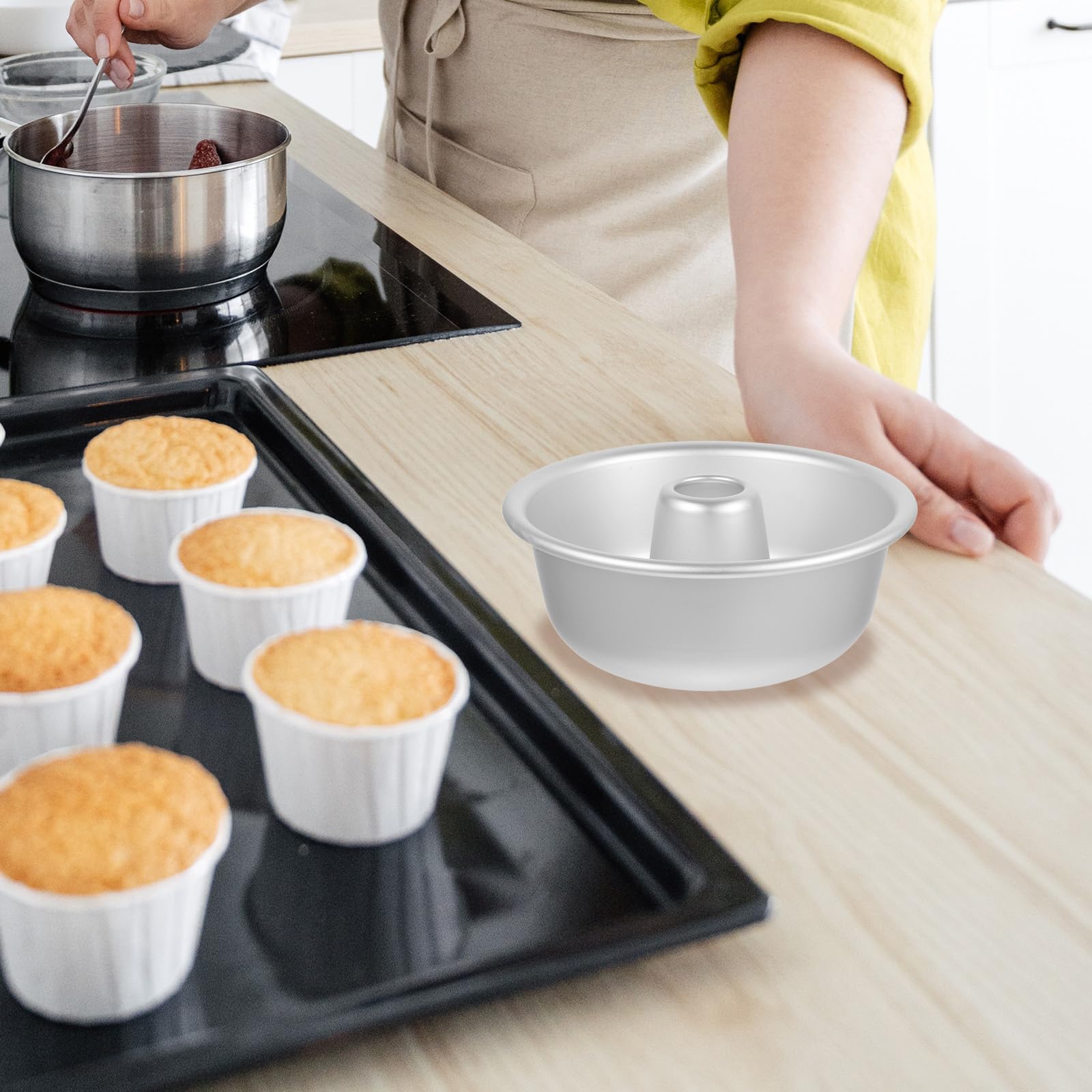 ifundom Cake Pan Nonstick Bakeware Food Cake Pan Home Baking Cake Pans Round Cake Pans Aluminum Alloy Cake Pan Set for Home Party